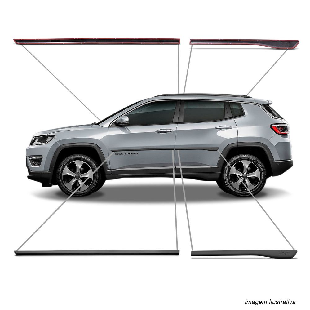 Friso Lateral Jeep Compass Cinza Antique Logo - Connect Parts