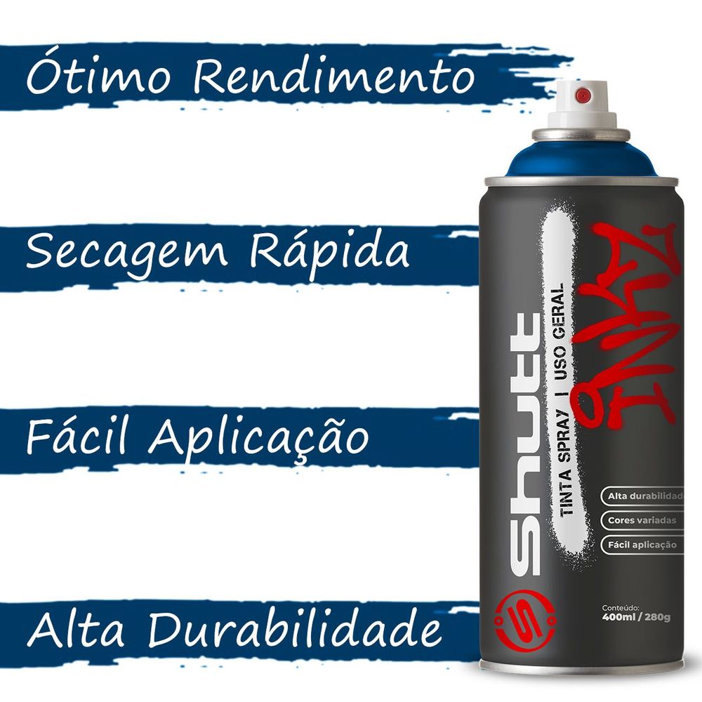 Tinta Spray Shutt INKZ Azul Pavão 400ml Geral - Connect Parts