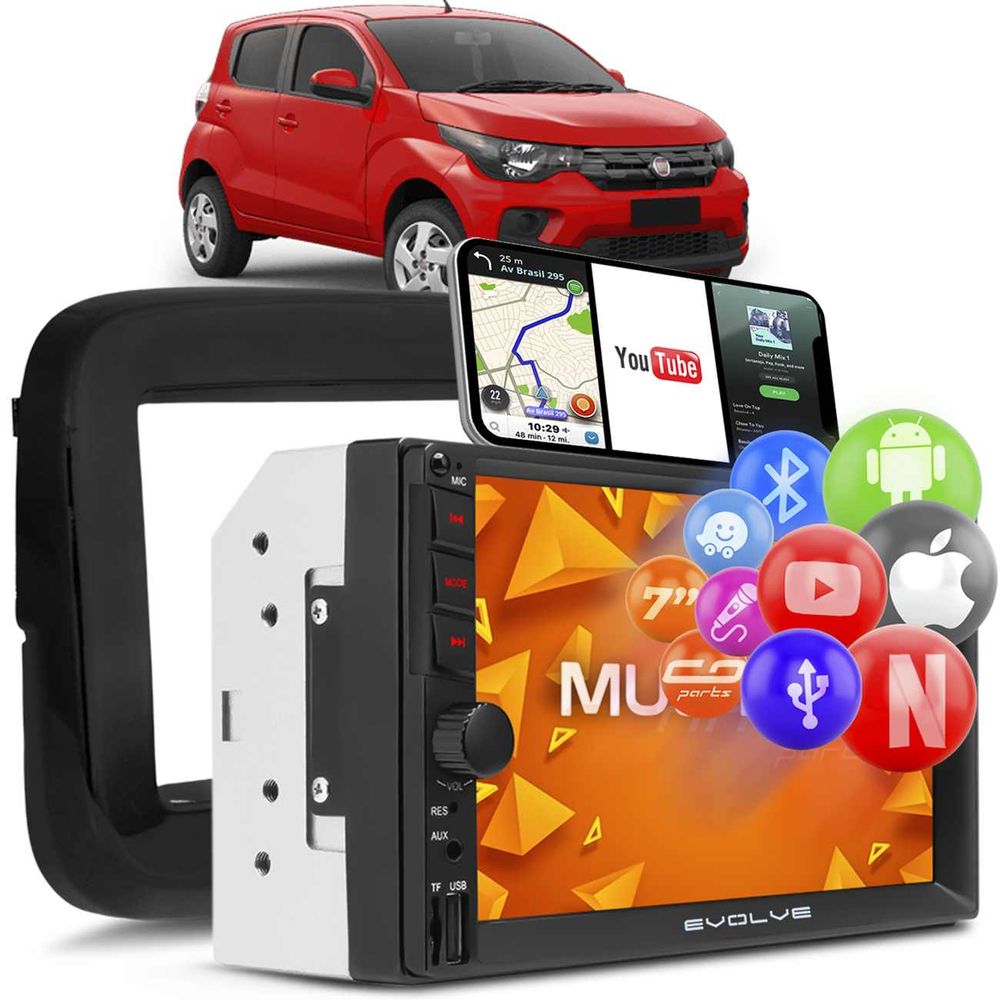 Central Multimidia MP5 Moldura Preta Mobi - Connect Parts