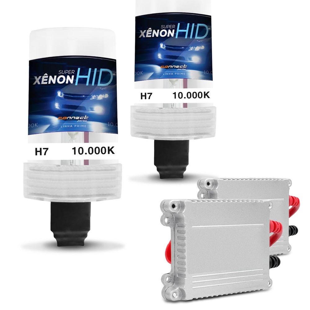 Kit Lâmpadas Xênon H7 10000K com Reatores - Connect Parts
